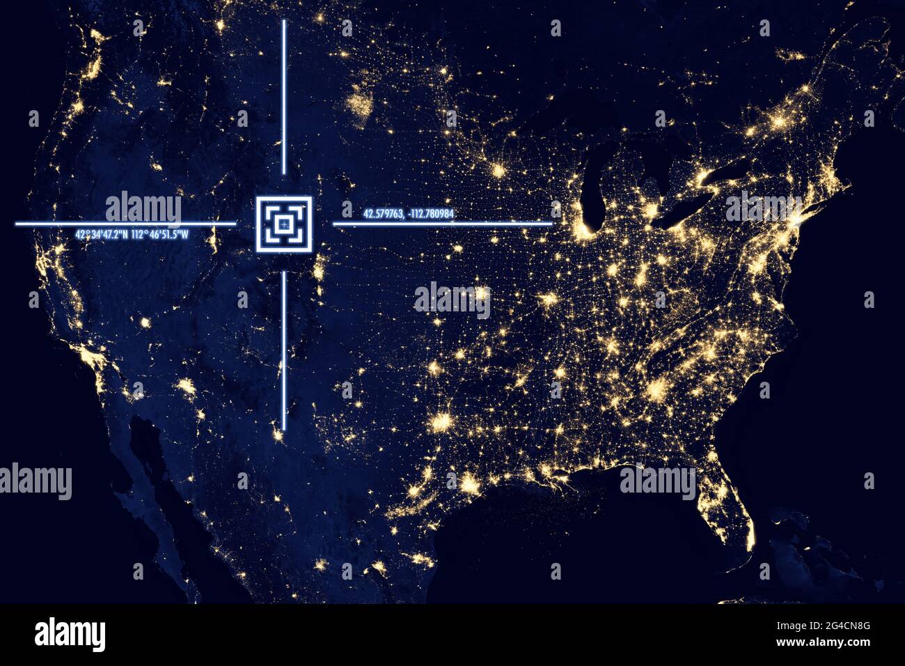 view from satellite on the earth surface, geolocation, gps coordinates ...