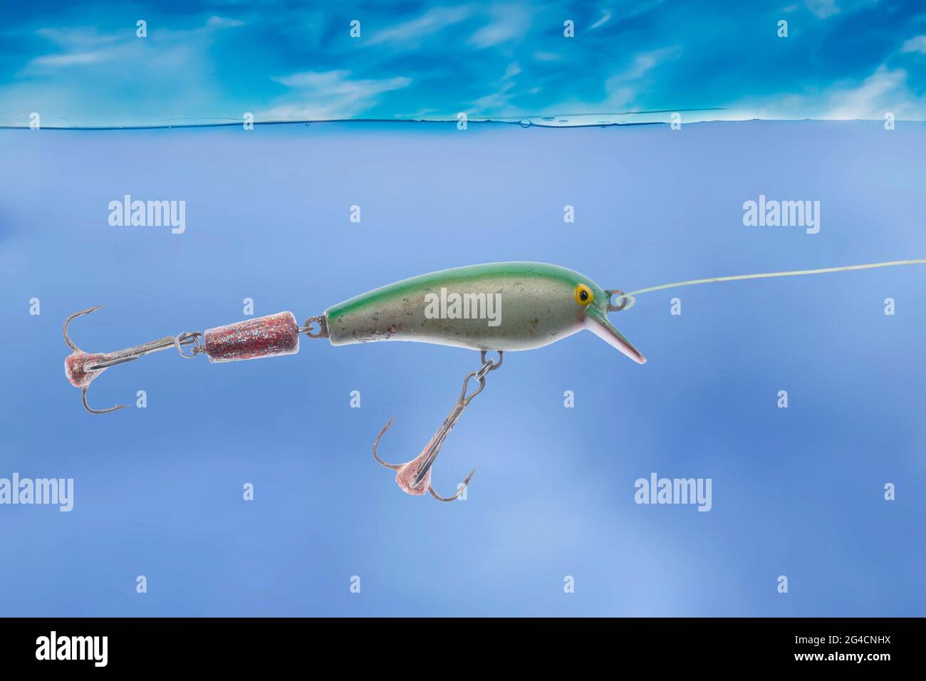 the fishing tackle lure underwater in the sea, hunting and fisherman ...