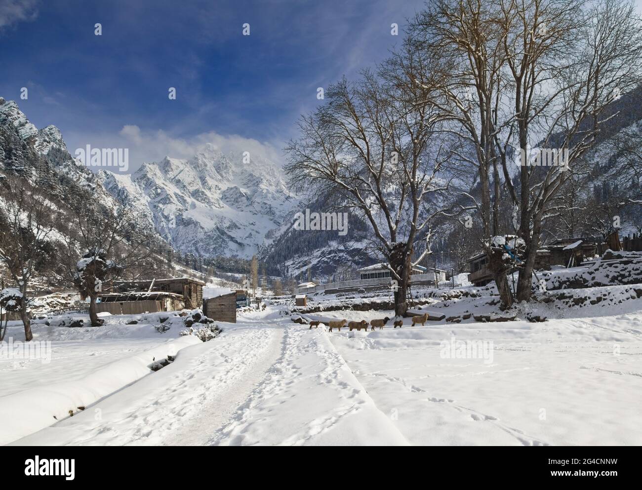 A winter landscapes of Swat valley with snowy mountains in Khyber ...