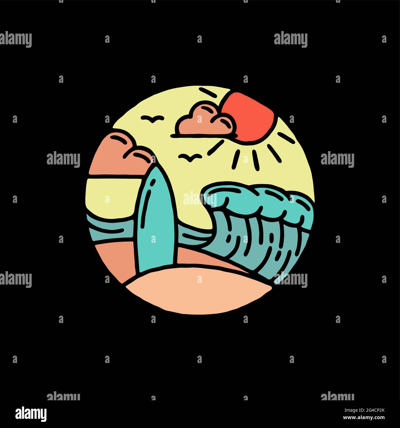 Fun on the beach vintage Stock Vector Images - Alamy