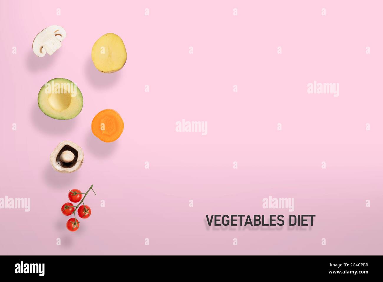 fresh raw vegetable levitate and fly in the air, mushroom, potato ...