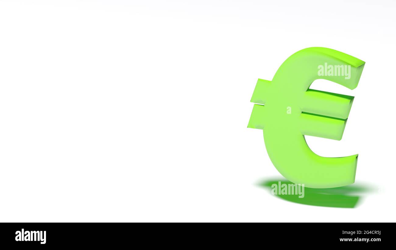 White background with green euro sign at right side - 3D rendering ...