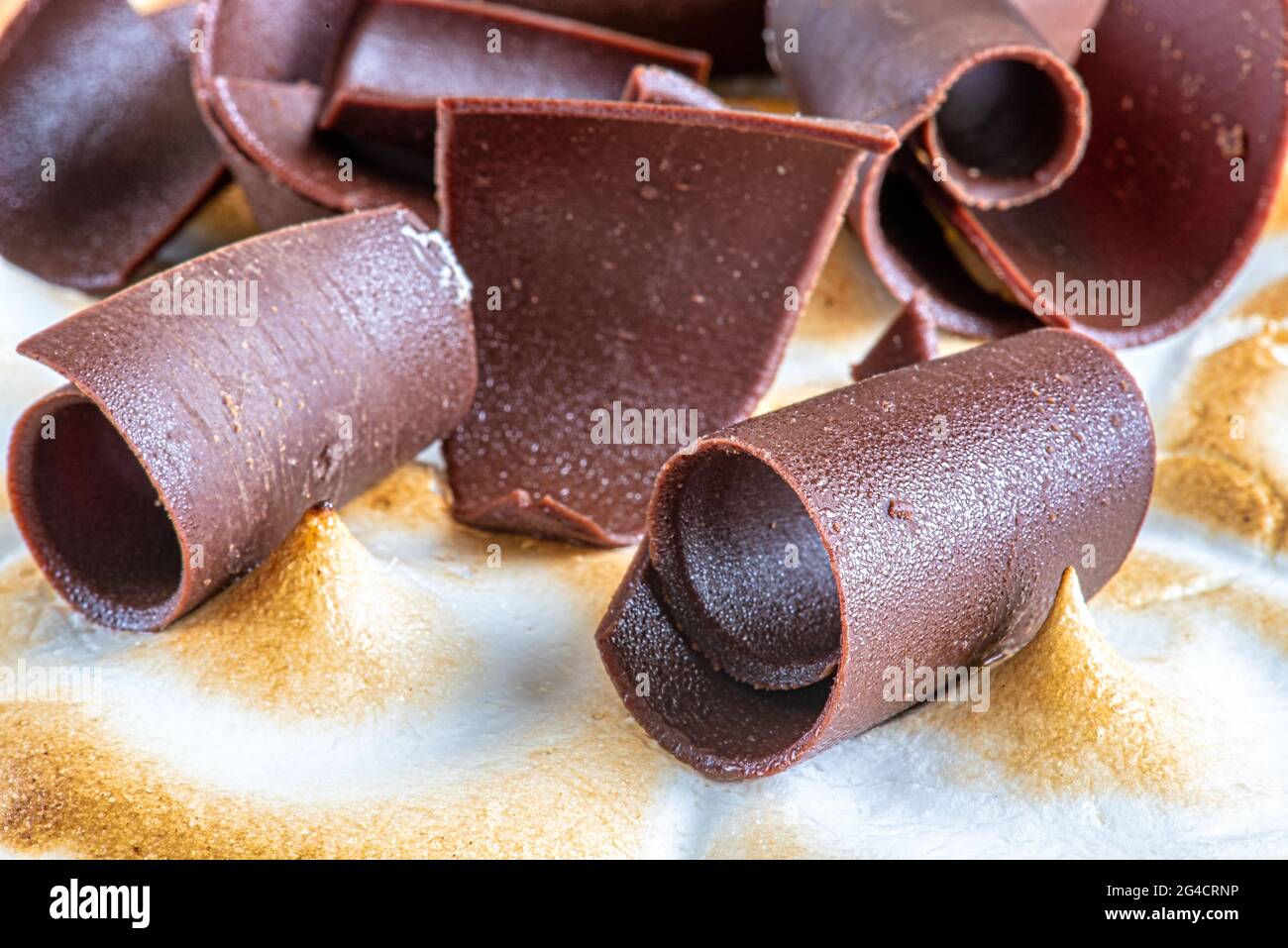 Chocolate meringue cake, close-up detail of sweet food Stock Photo - Alamy