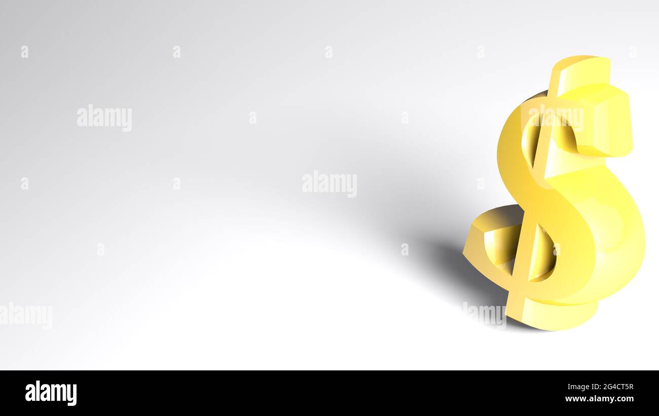 White background with golden yellow dollar sign - 3D rendering ...