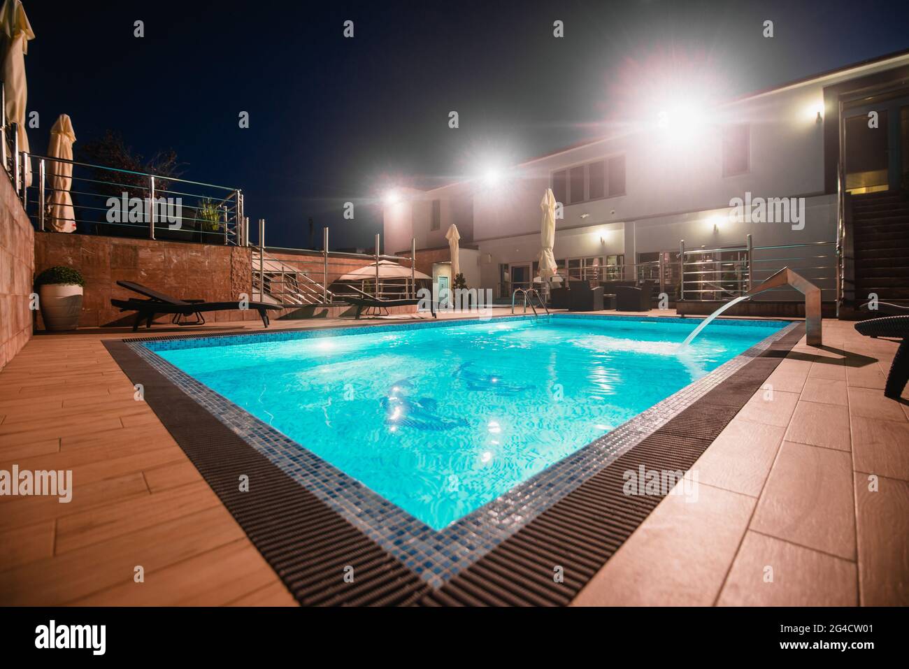 Swimming pool at the luxury tropical resort. Swimming pool with the ...