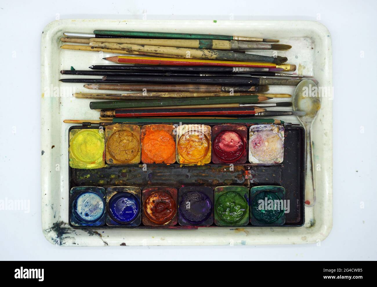 Equipment for painting, watercolor, Palette , paintbrush , mixing ...