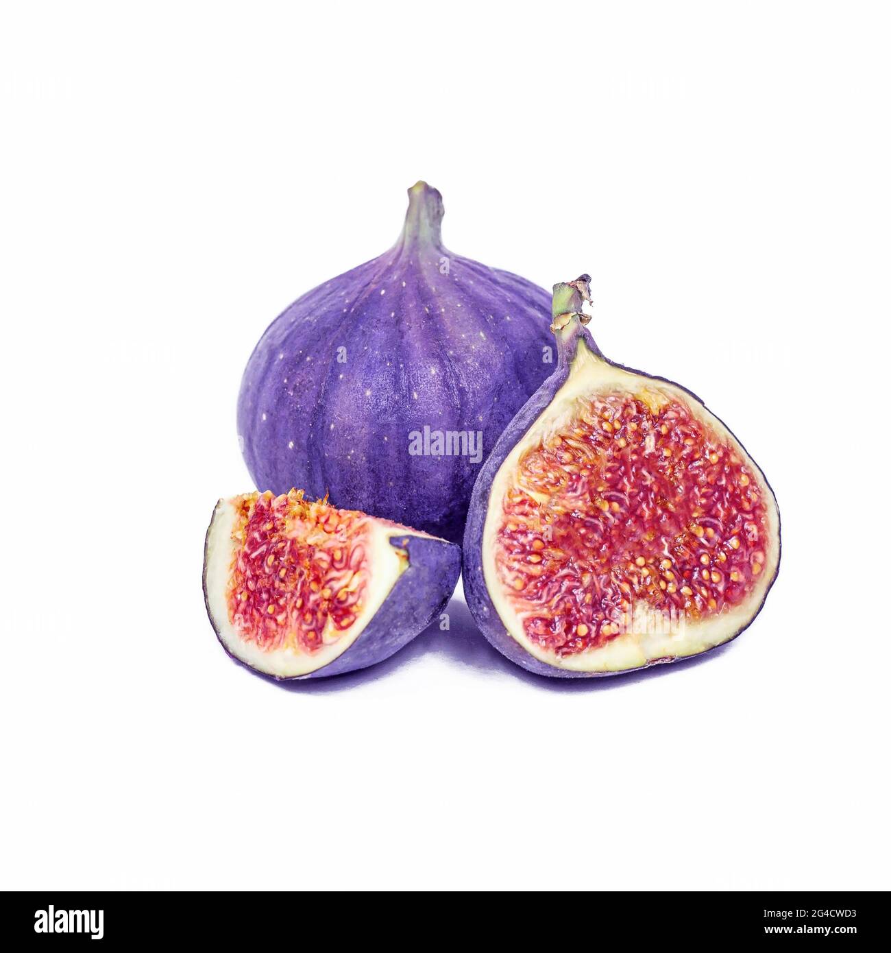 Blue and purple round fig fruit isolated on white background Stock ...