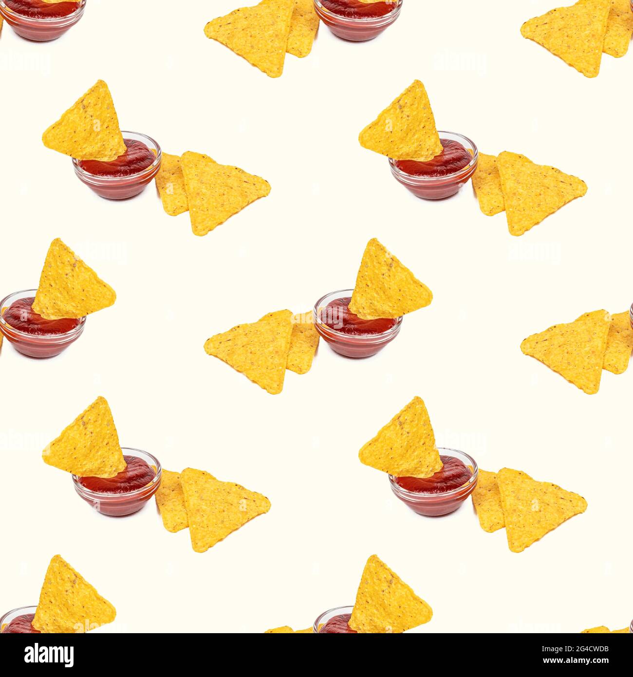 Mexican nachos with ketchup seamless pattern on light background Stock ...