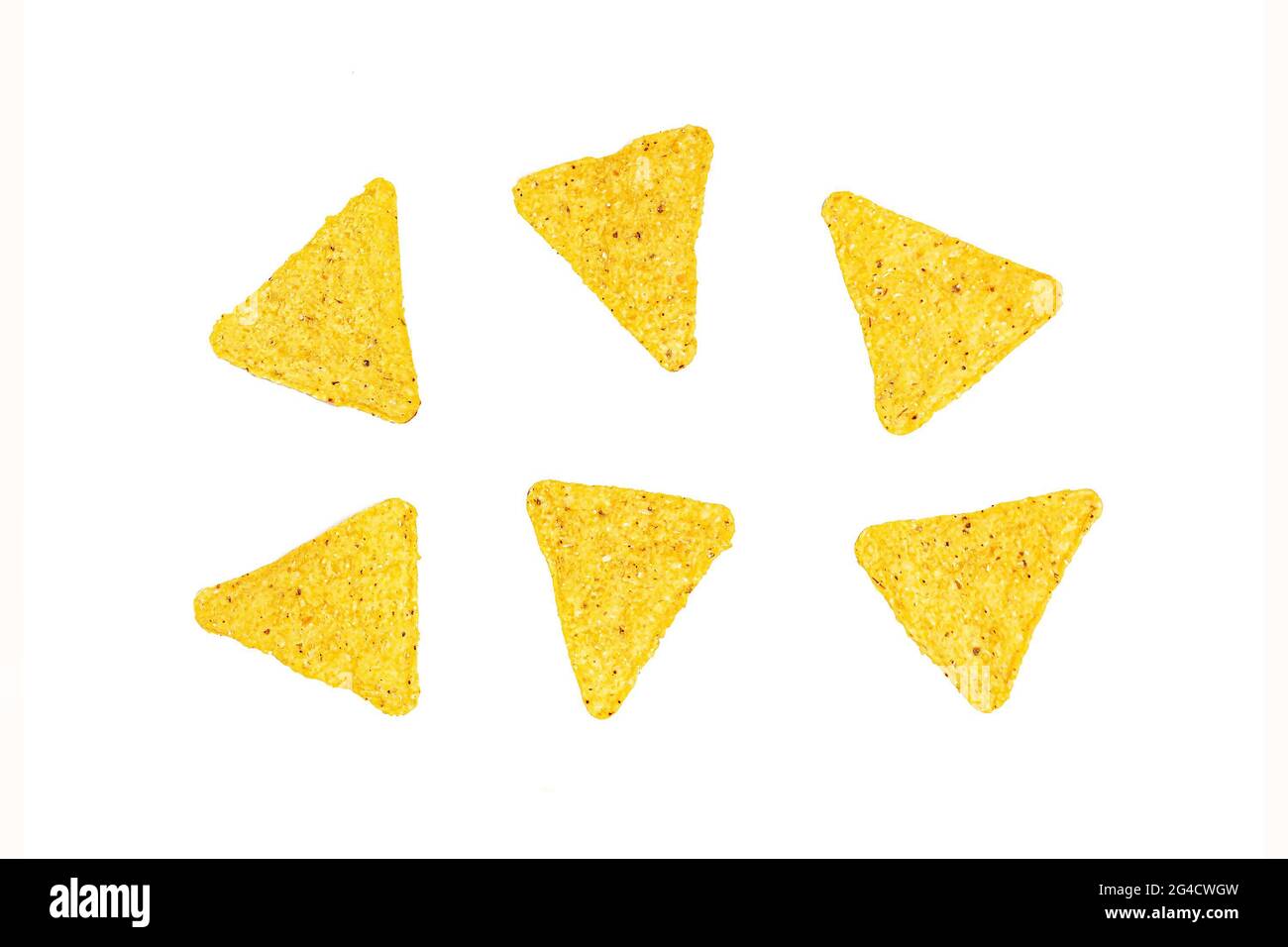 Salty crunchy and crispy triangle mexican corn nachos isolated on white ...