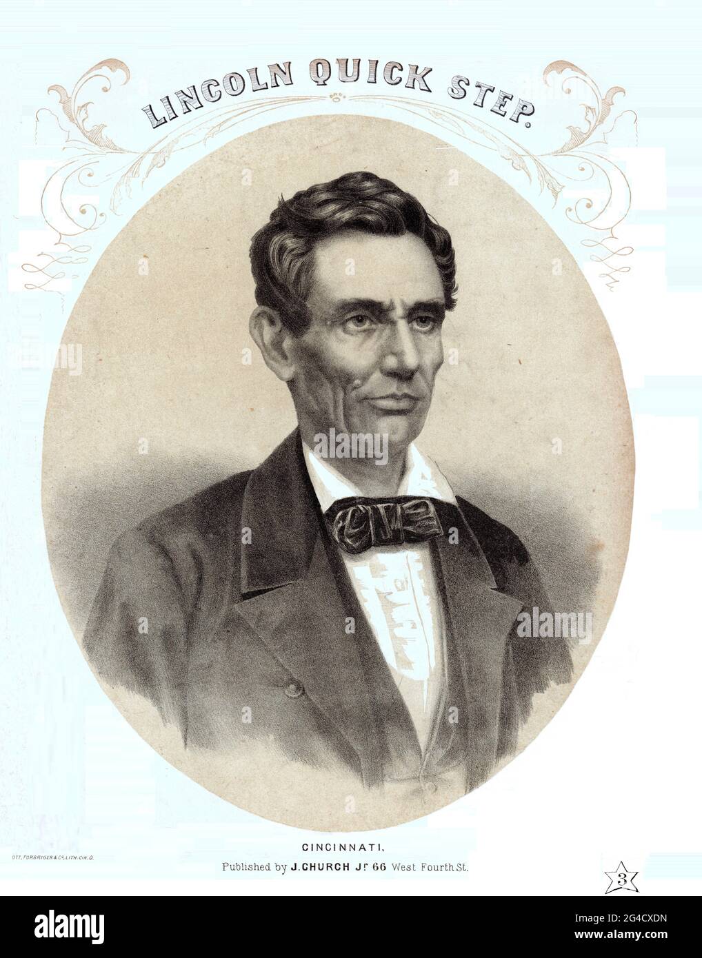 Lincoln Quick Step, 1860 Sheet Music Stock Photo - Alamy