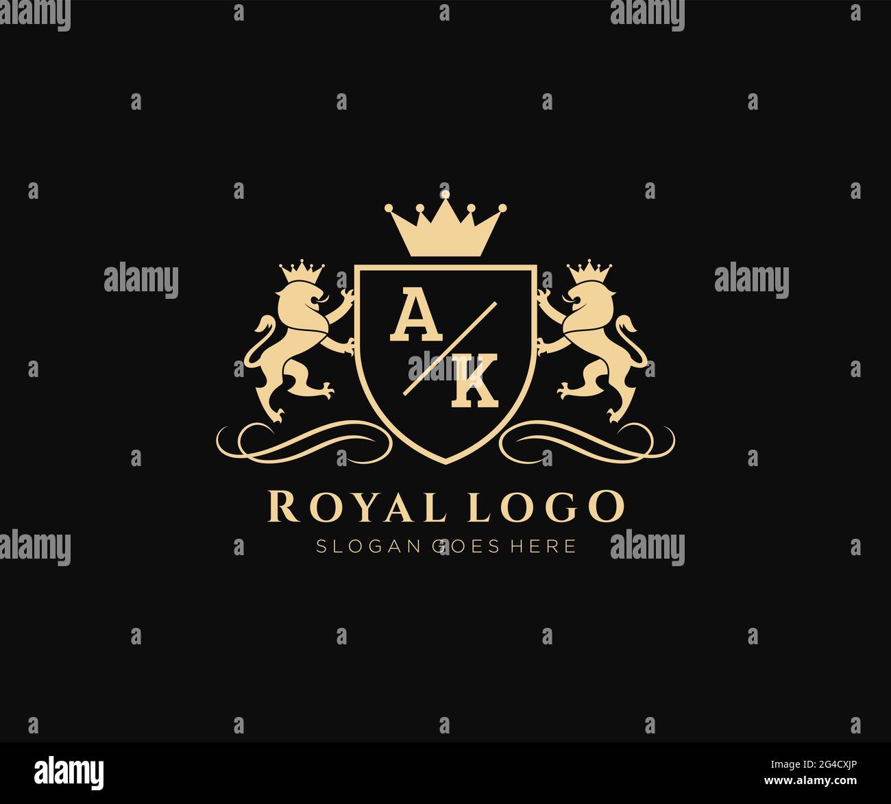 AK Letter Lion Royal Luxury Heraldic,Crest Logo template in vector art ...