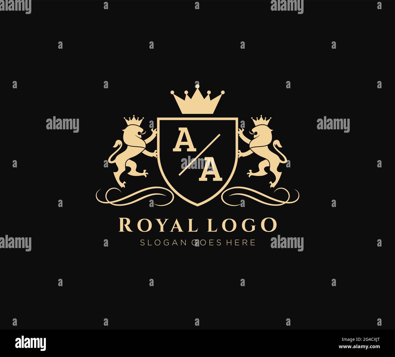 AA Letter Lion Royal Luxury Heraldic,Crest Logo template in vector art ...