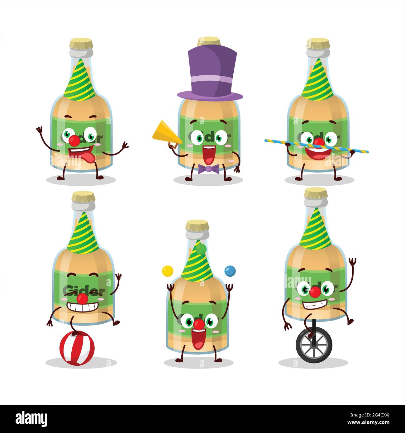 Cartoon character of cider bottle with various circus shows. Vector ...