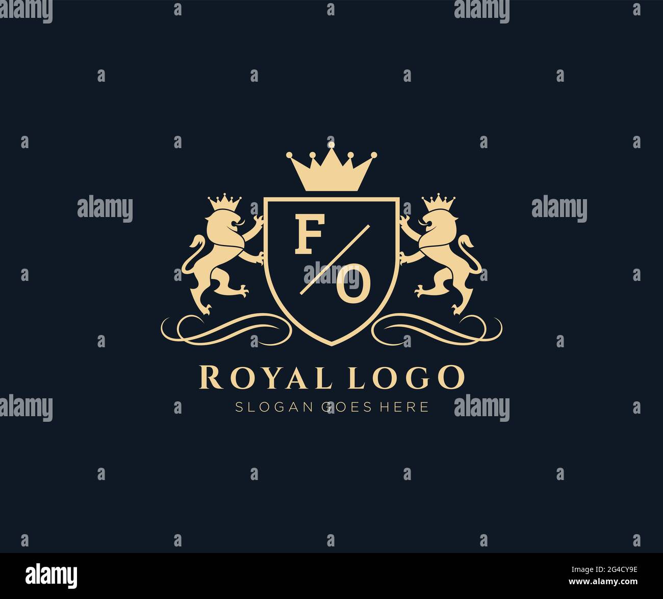 FO Letter Lion Royal Luxury Heraldic,Crest Logo template in vector art ...