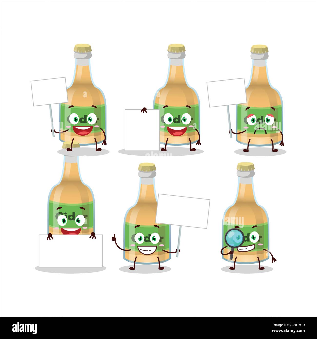 Cider bottle cartoon character bring information board. Vector ...