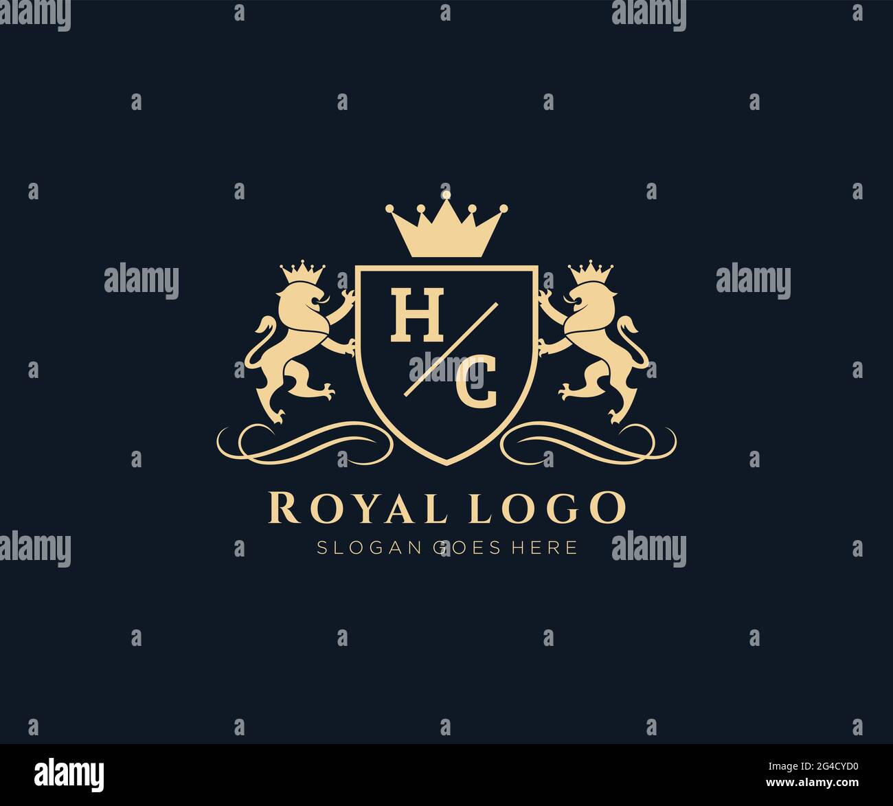 HC Letter Lion Royal Luxury Heraldic,Crest Logo template in vector art ...