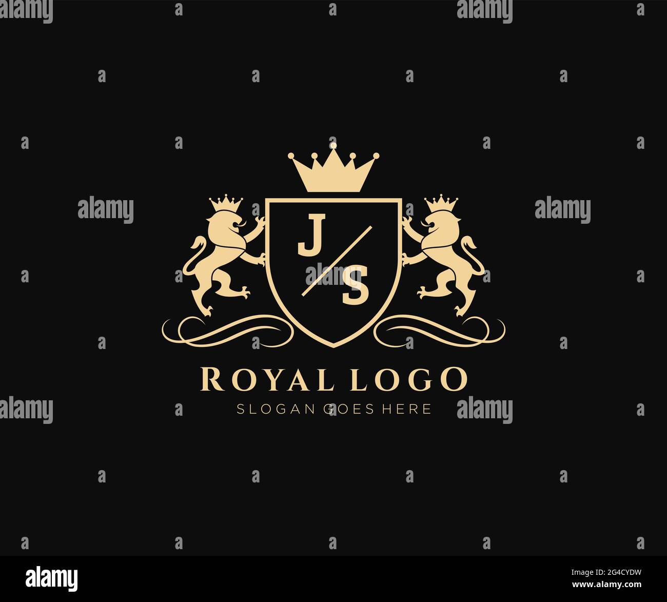 JS Letter Lion Royal Luxury Heraldic,Crest Logo template in vector art ...