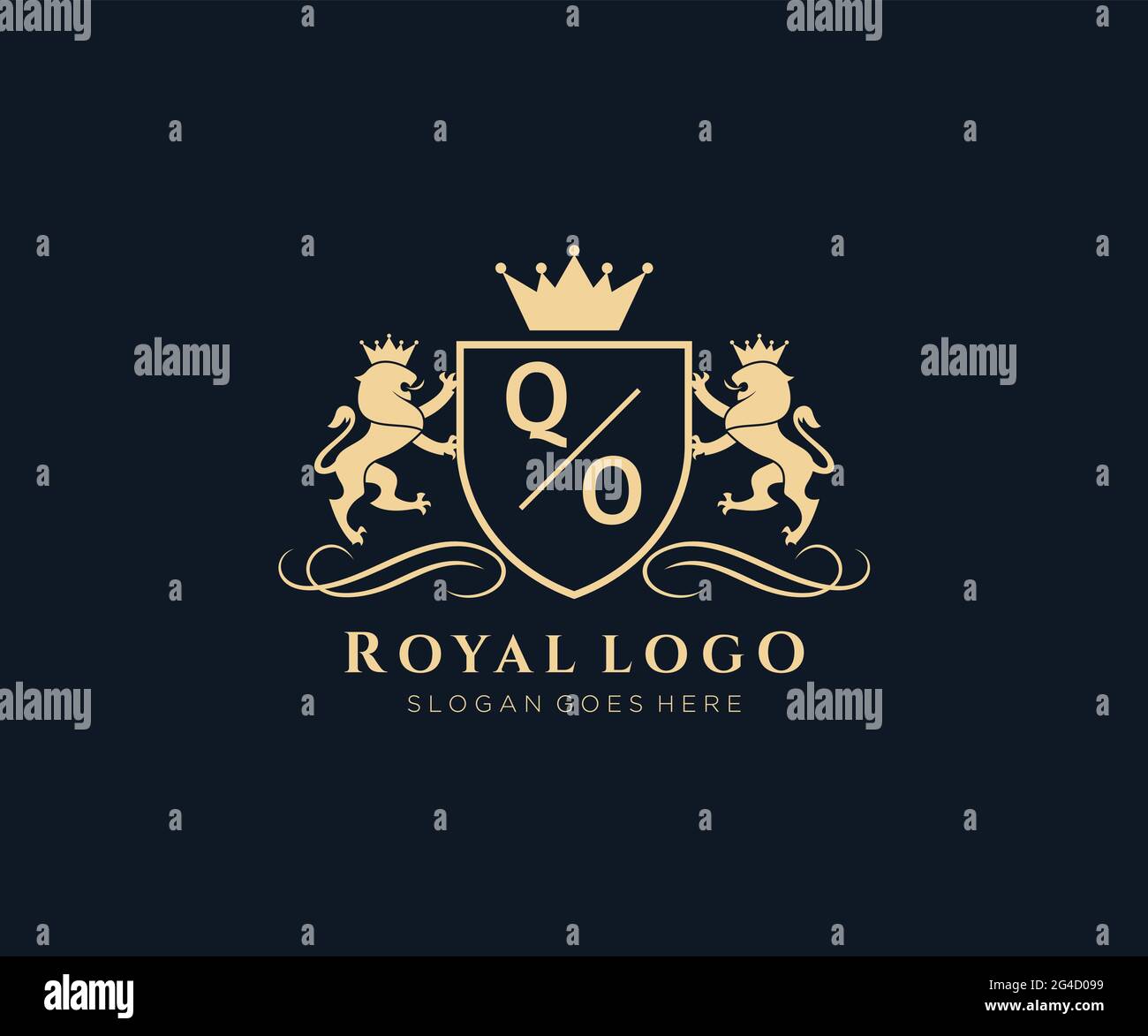 QO Letter Lion Royal Luxury Heraldic,Crest Logo template in vector art ...