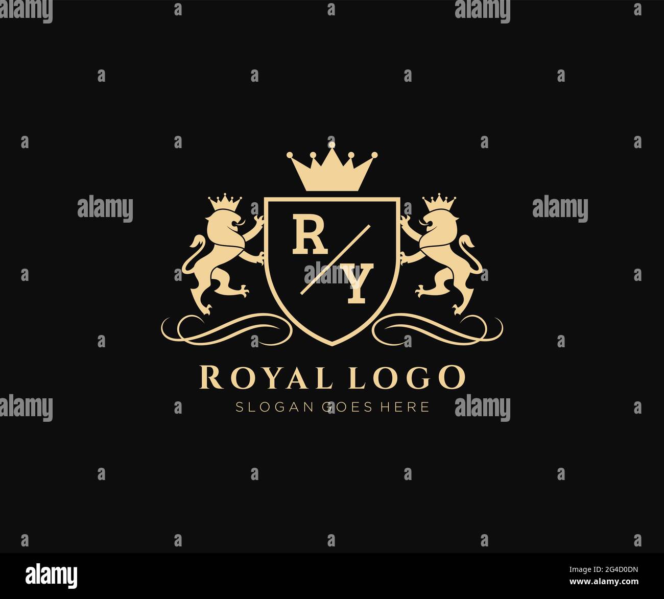 RY Letter Lion Royal Luxury Heraldic,Crest Logo template in vector art ...