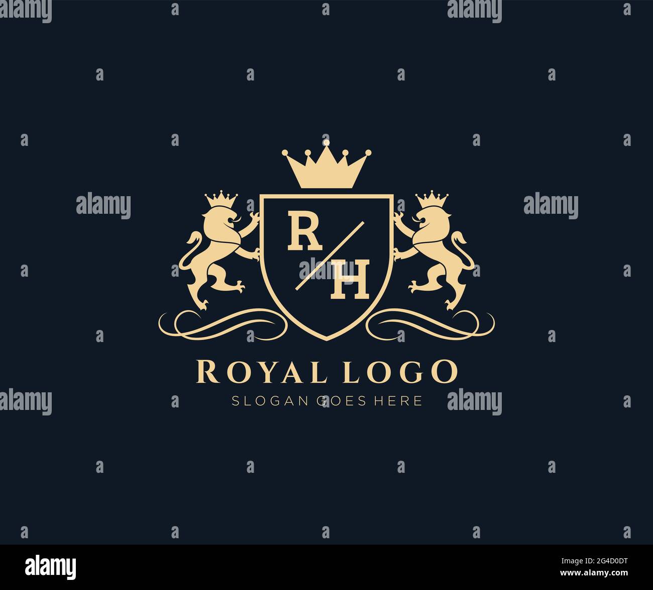 RH Letter Lion Royal Luxury Heraldic,Crest Logo template in vector art ...