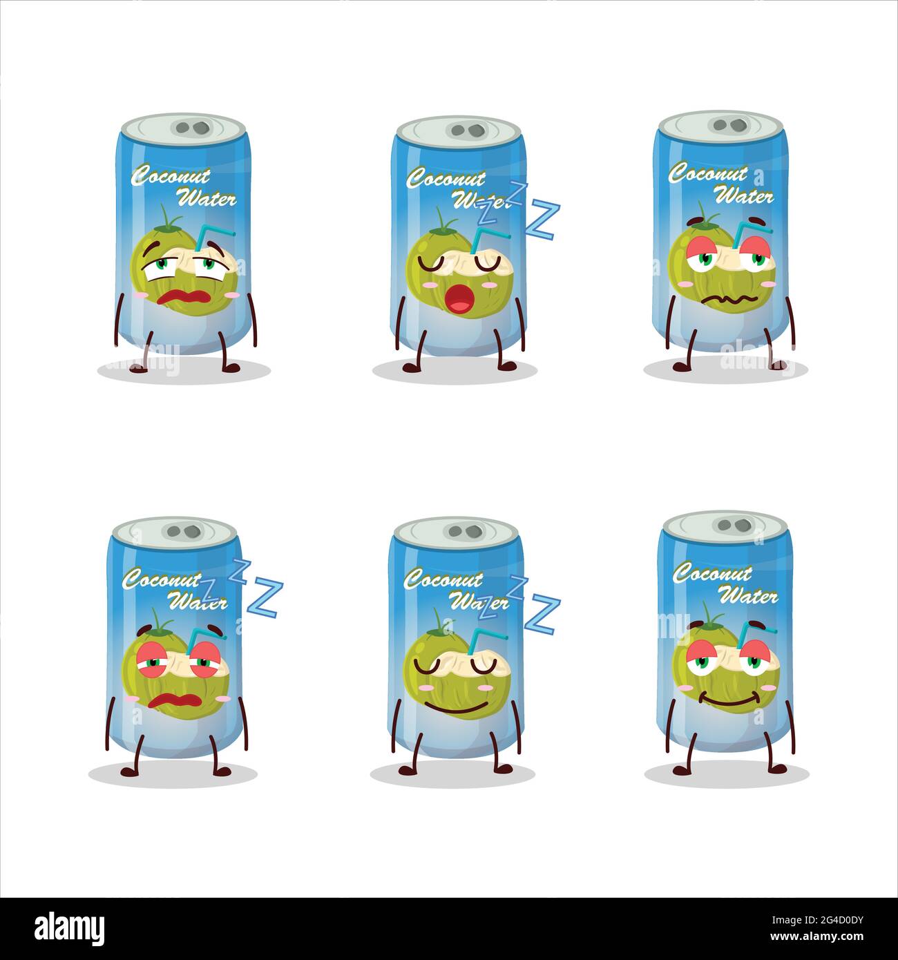 Cartoon character of coconut water can with sleepy expression. Vector ...