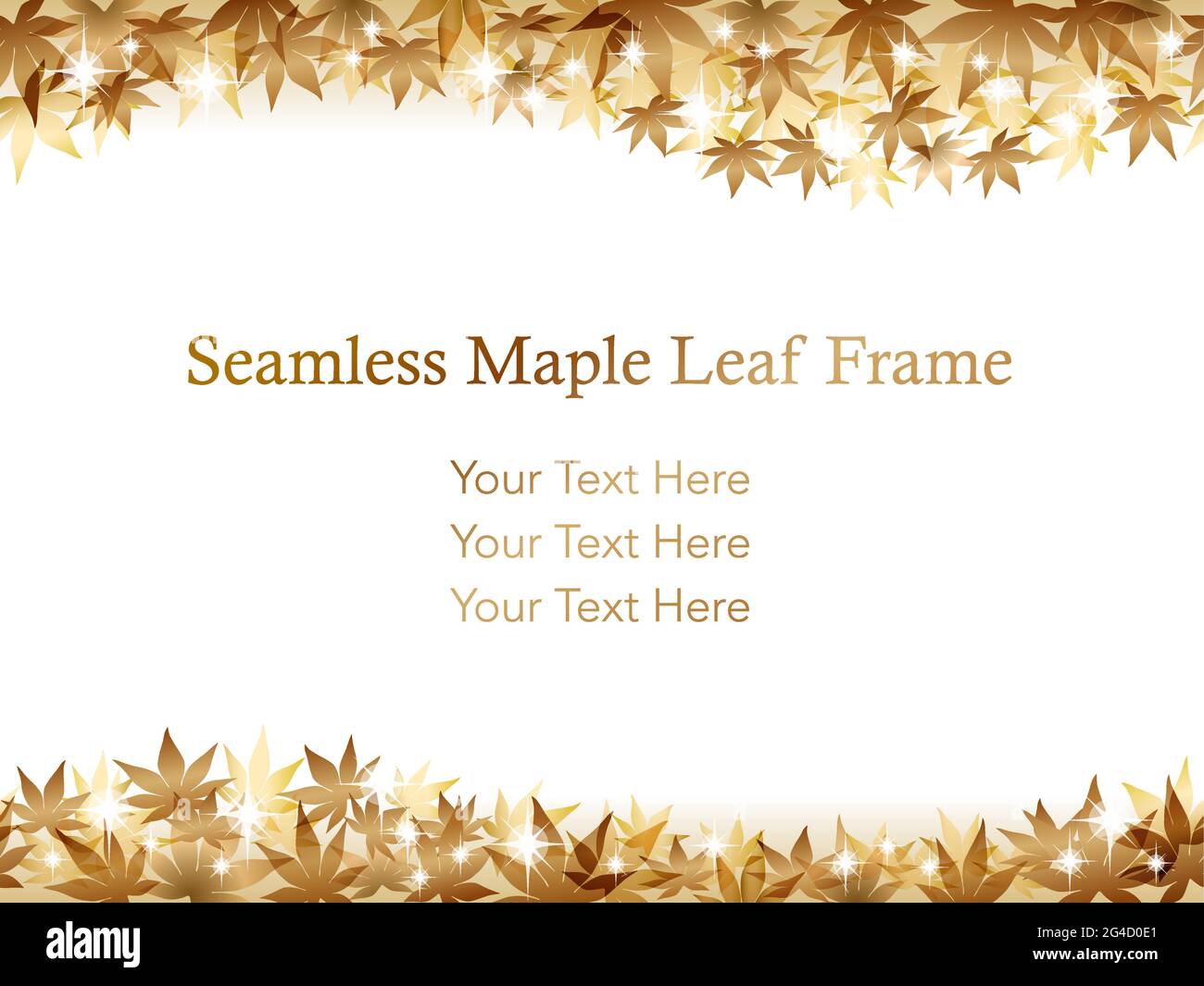 Seamless Gold Maple Leaf Frame And Background. Vector Illustration With ...