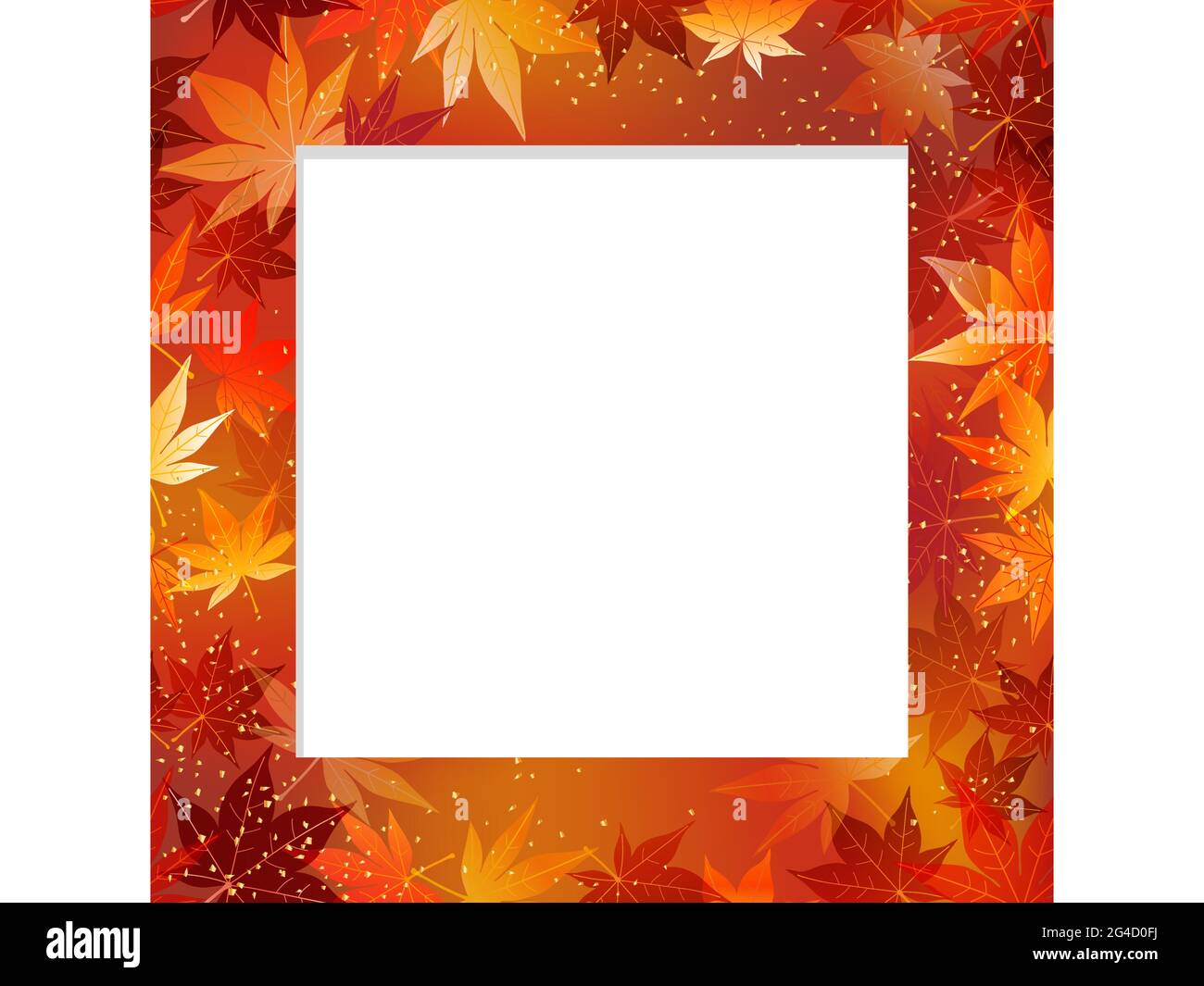 Seamless Autumn Maple Leaf Vector Square Frame. Horizontally And ...