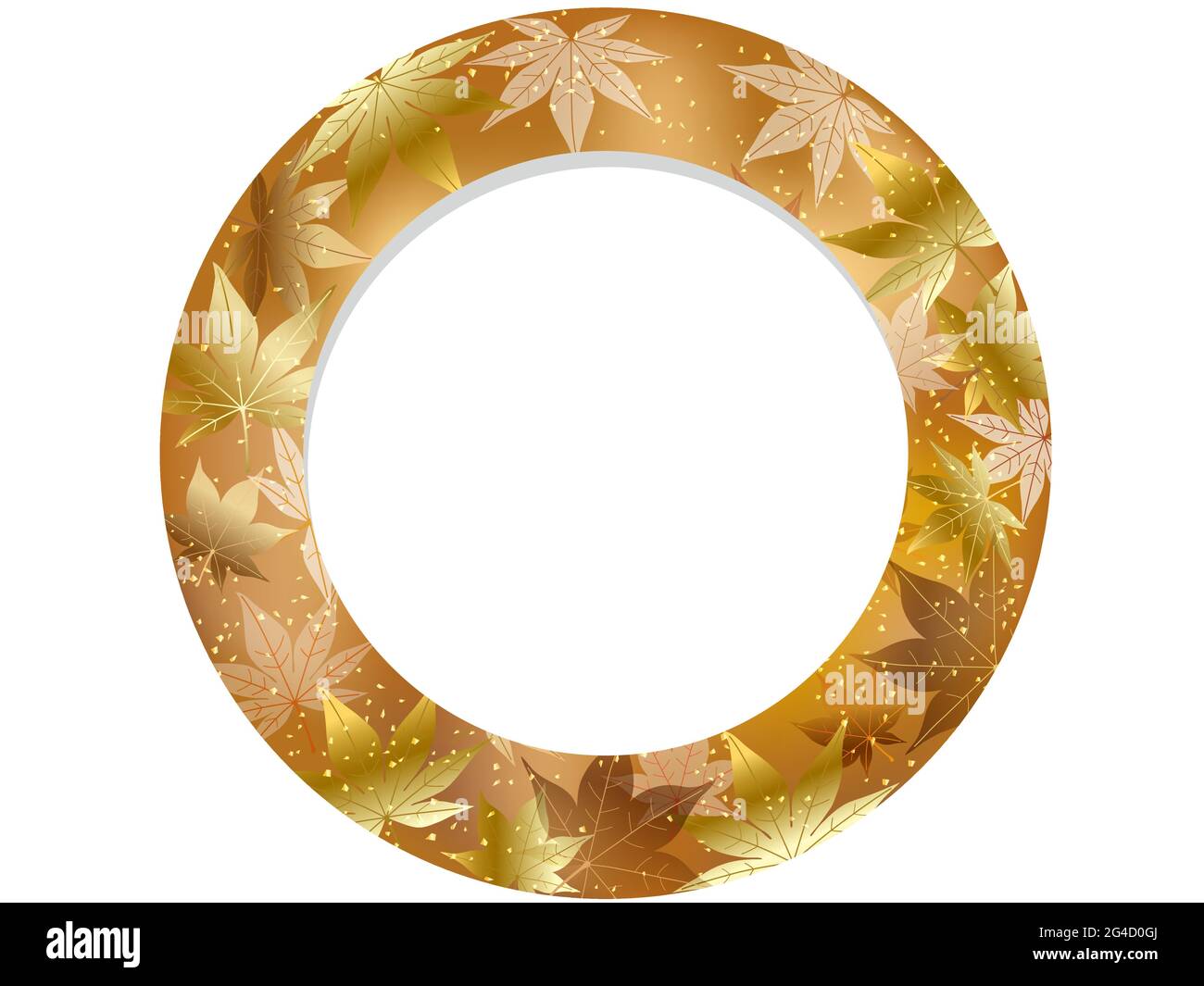 Autumn Gold Maple Leaf Round Frame. Vector Illustration Isolated On A ...