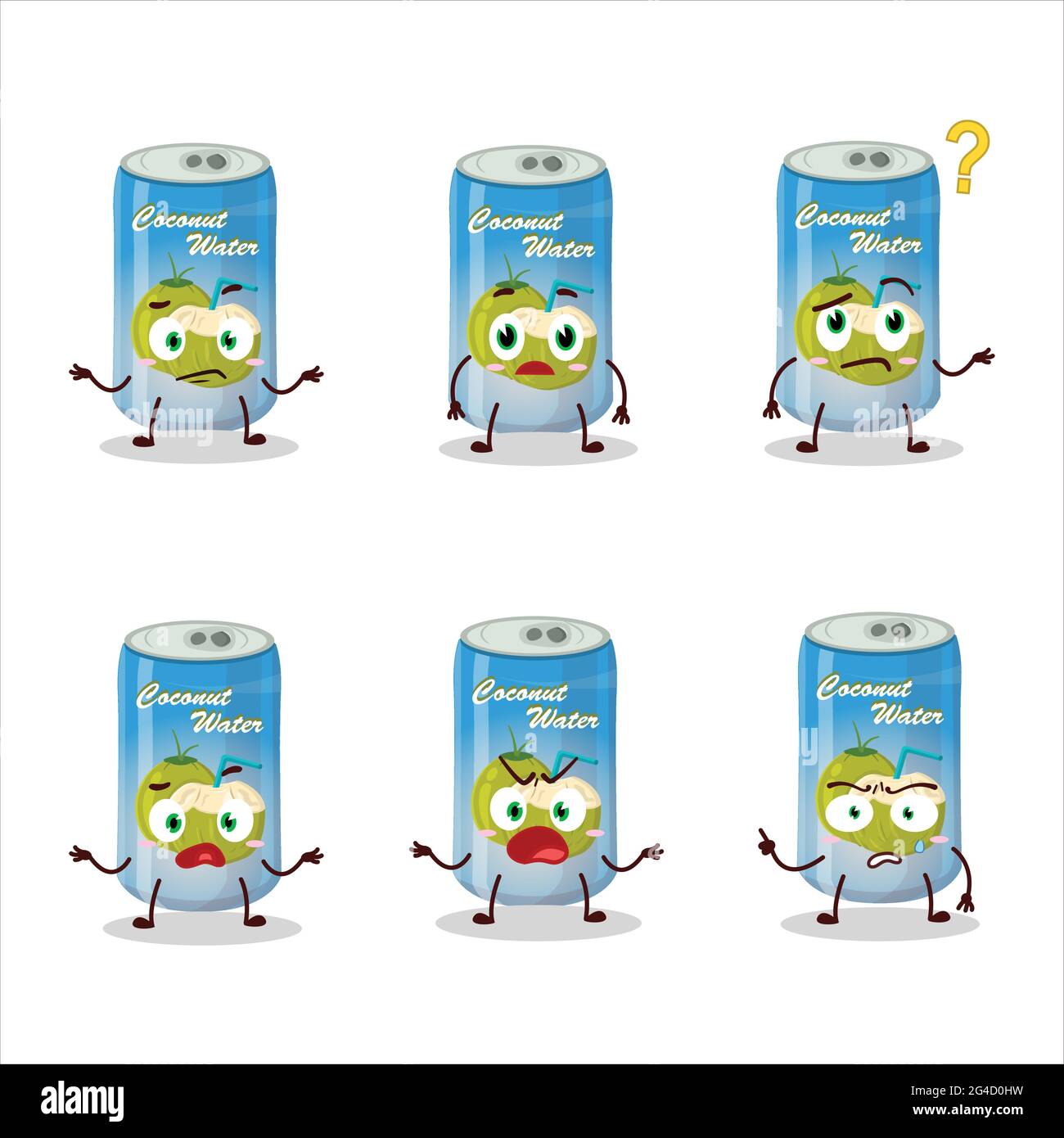 Cartoon character of coconut water can with what expression. Vector ...