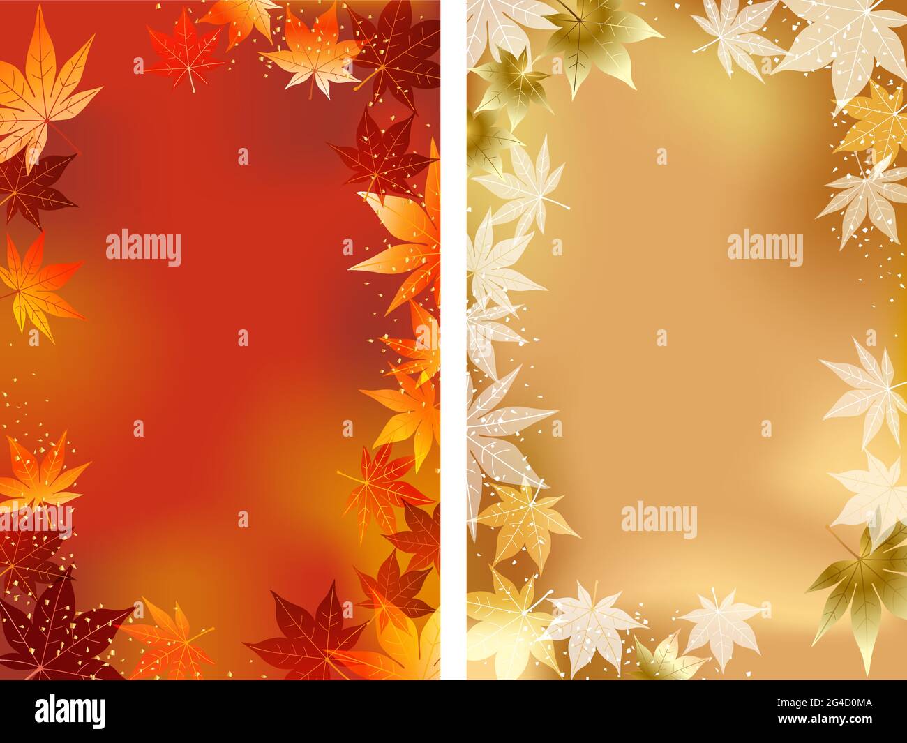 Red And Gold Autumn Maple Leaf Backgrounds Set With Text Space. Vector ...