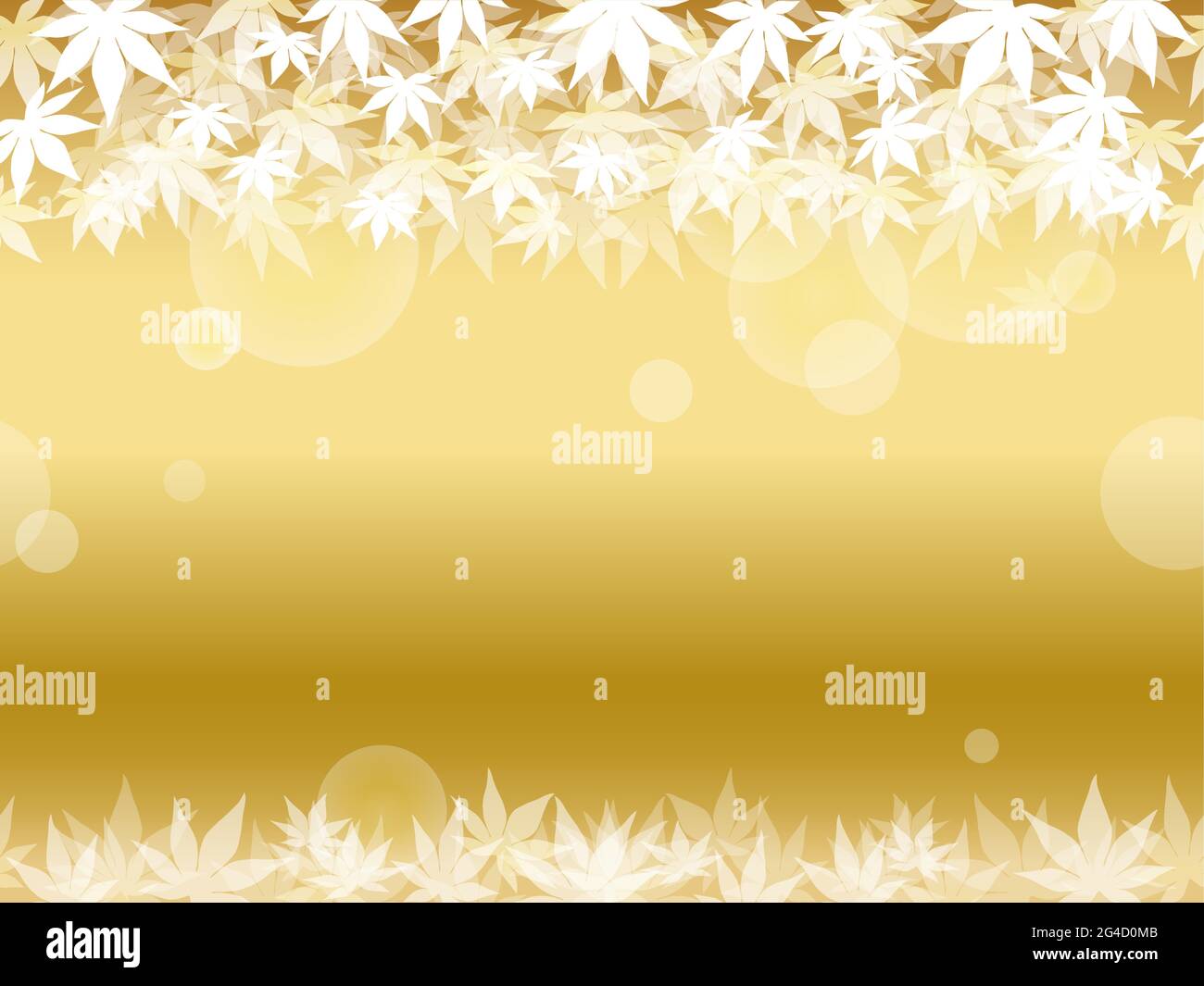 Seamless White Maple Leaf Frame On A Gold Background. Horizontally ...