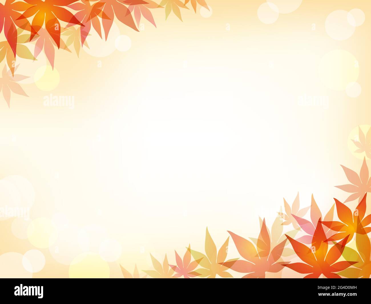 Autumn Color Maple Leaf Frame On A Pastel-Colored Abstract Bokeh Background. Vector illustration ...