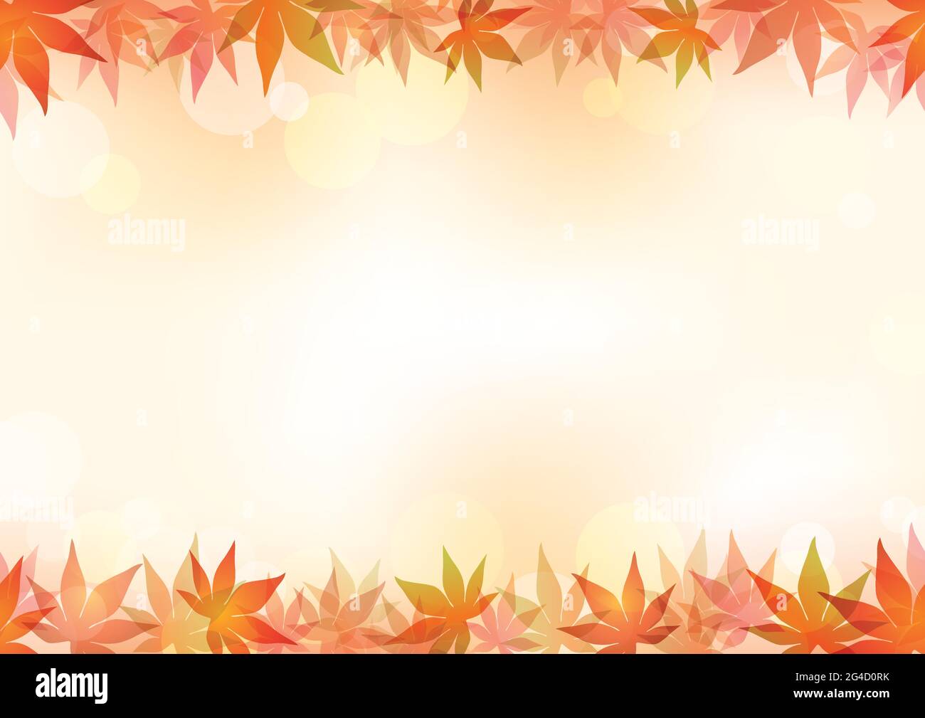 Seamless Maple Leaf Frame With An Abstract Bokeh Background. Horizontally Repeatable. Vector ...