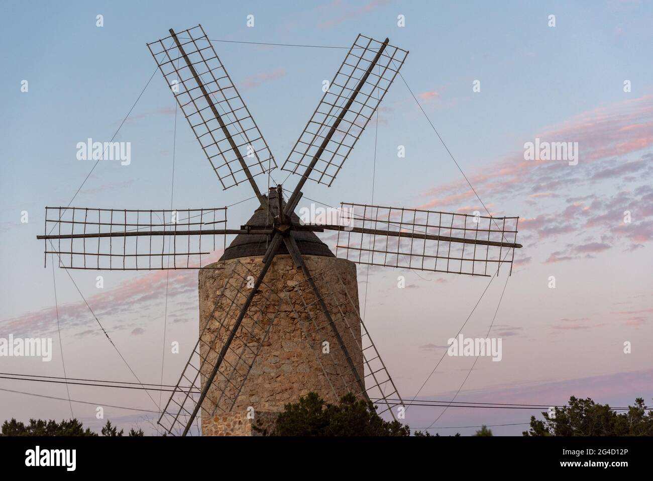 Silhouettes of the mill of Jeroni, Sa Miranda on the island of ...