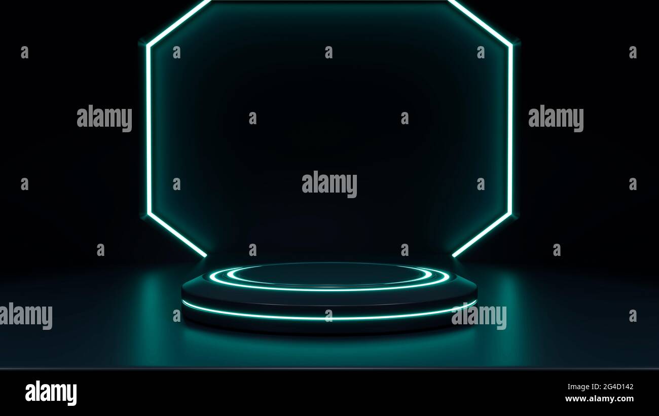 Futuristic mock up scene with podium for product display, 3D rendering ...