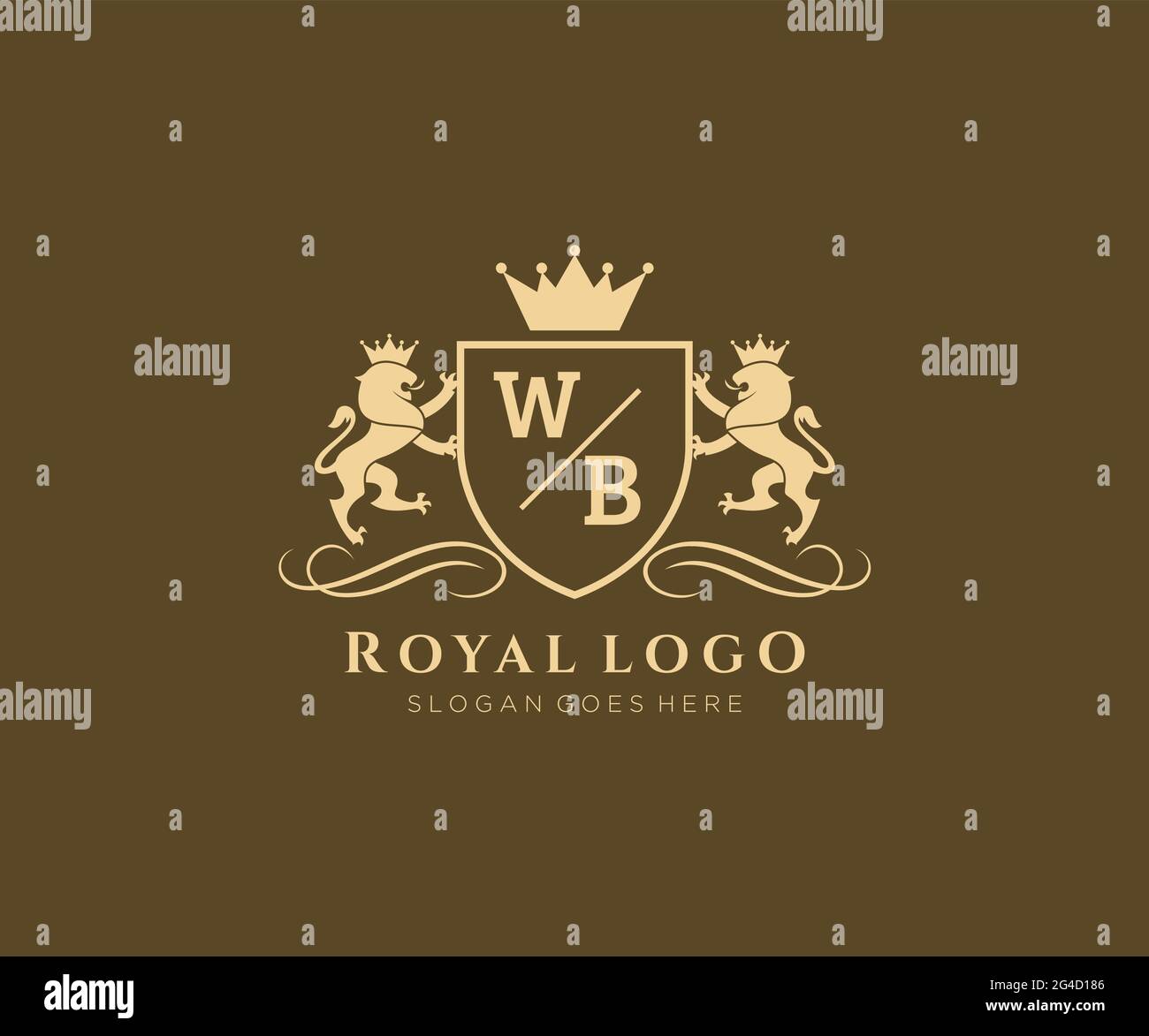 WB Letter Lion Royal Luxury Heraldic,Crest Logo template in vector art ...