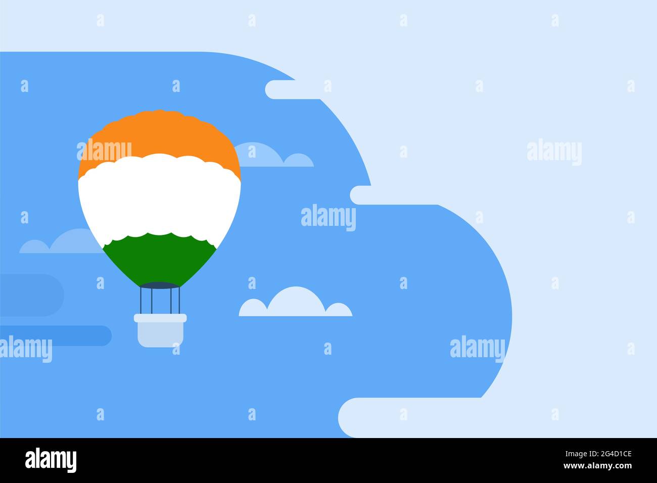 Hot air balloons with Indian flag colours flying in the sky. An Indian ...