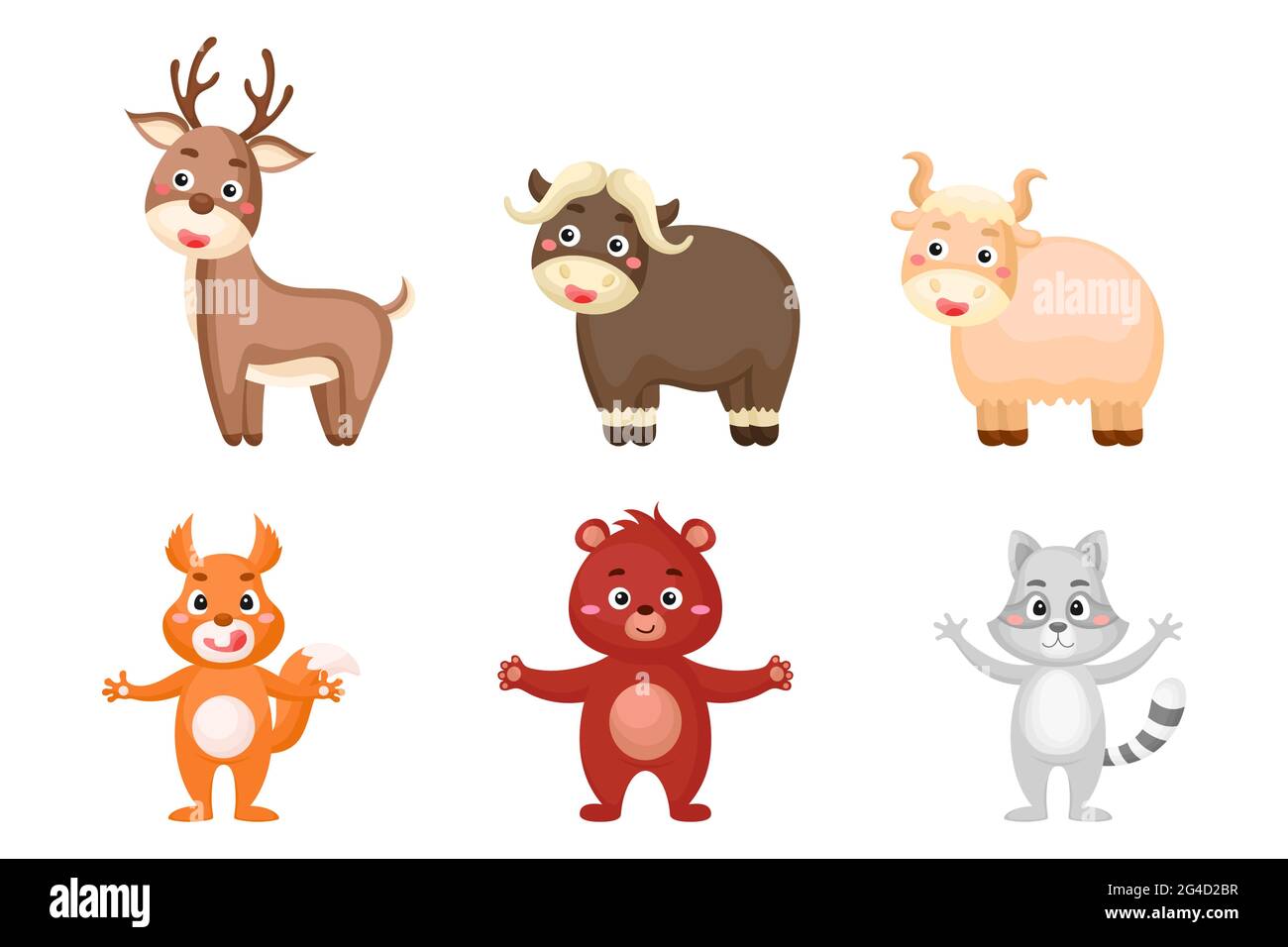 Set of woodland animals in cartoon style. Cute animals characters for ...