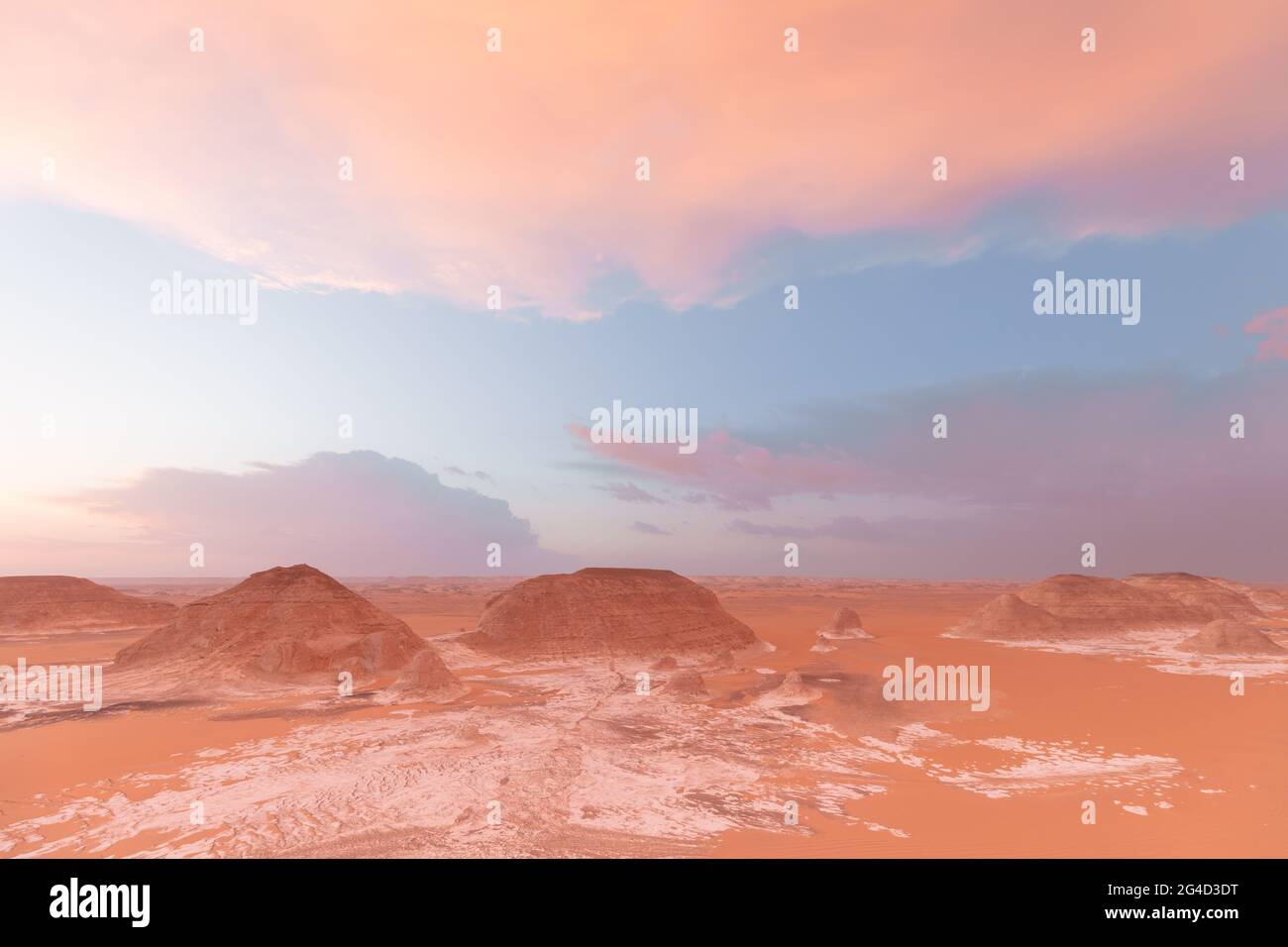 Red Desert at sunset time with blue and pink colors on the sky Stock ...