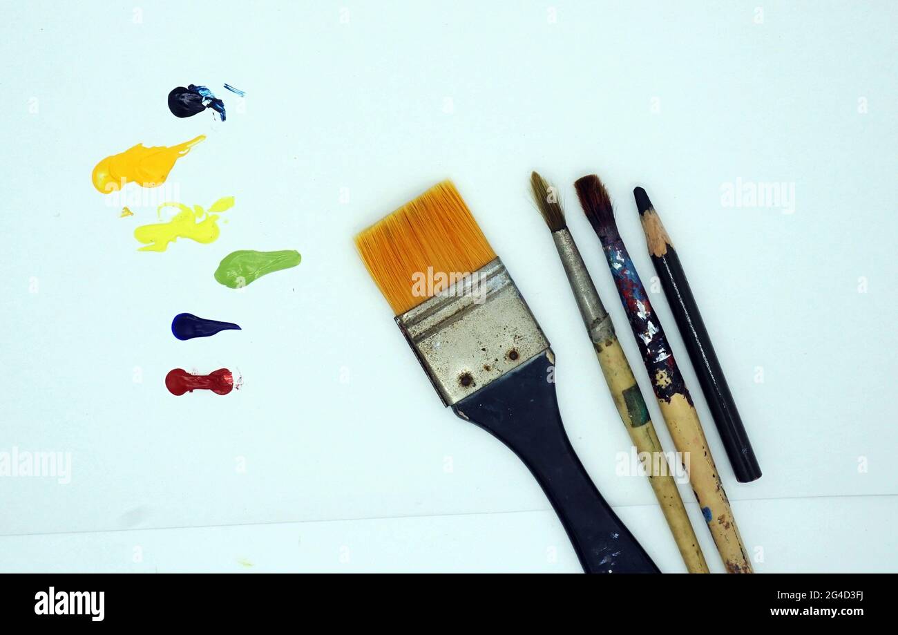Equipment for painting, watercolor, Palette , paintbrush Stock Photo ...