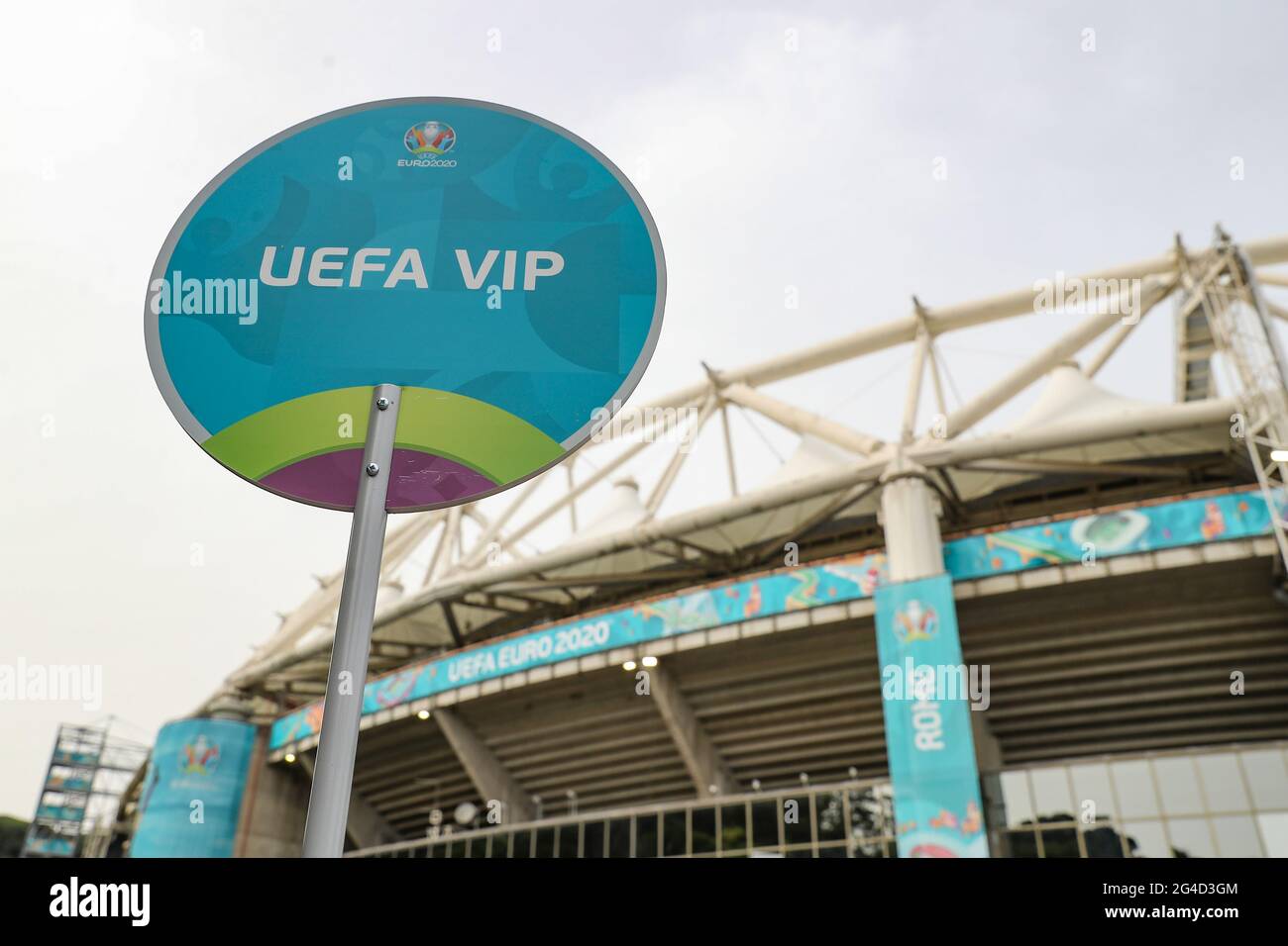 Rome, Italy, 20th June 2021. UEFA EURO 2020 signage at the stadium ...