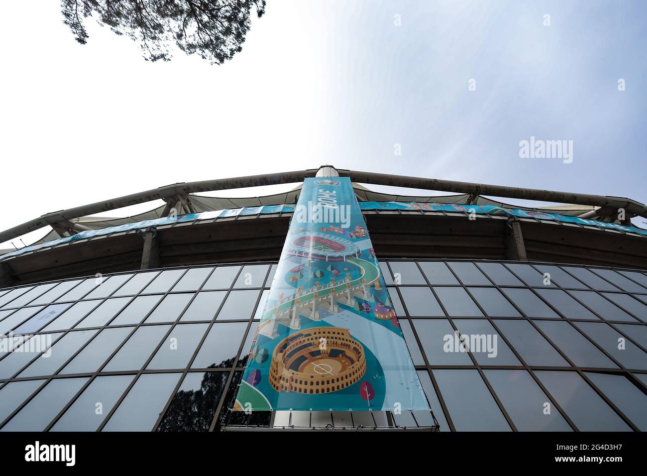 Rome, Italy, 20th June 2021. UEFA EURO 2020 signage at the stadium ...