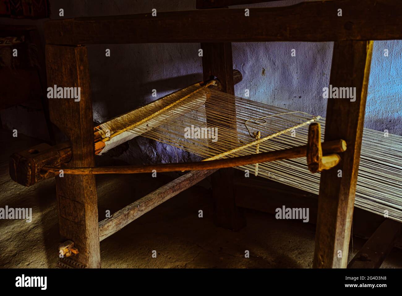 Traditional Romanian folk house interior with rural furniture and ...