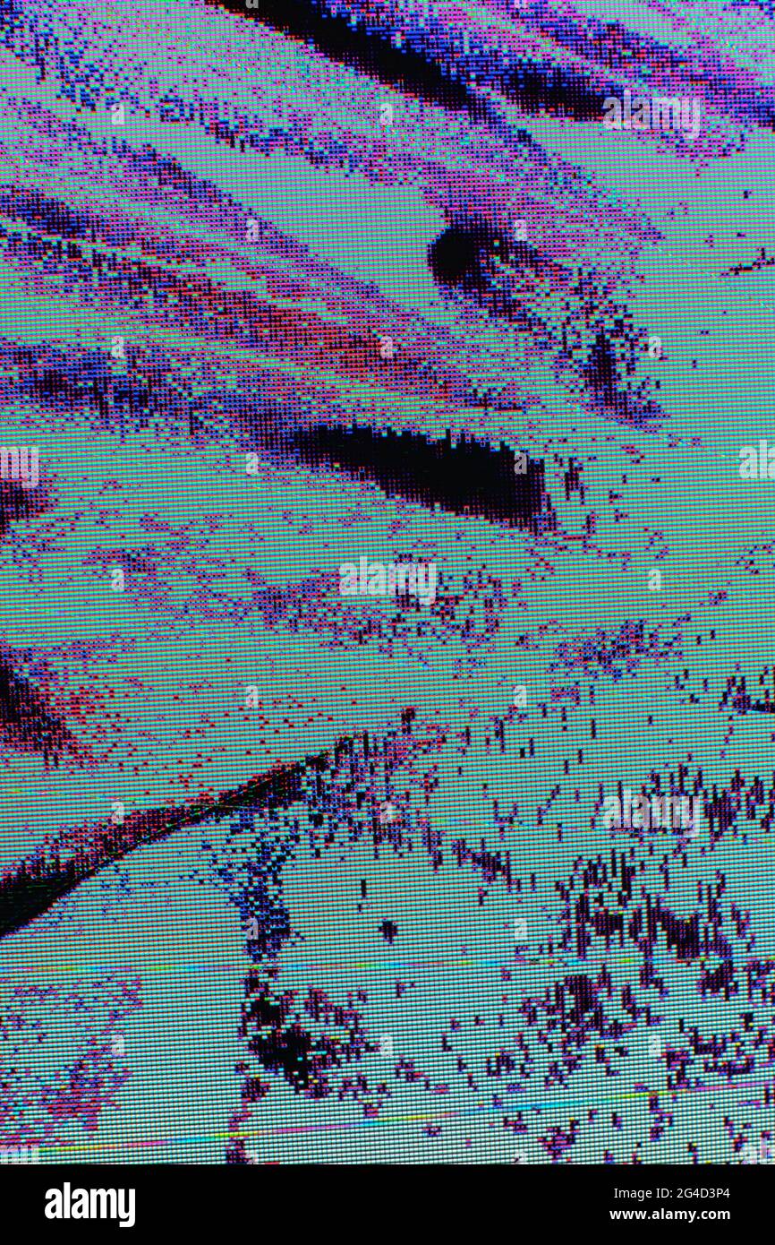 Television failure, LCD Screen glitch, LCD screen as abstract ...