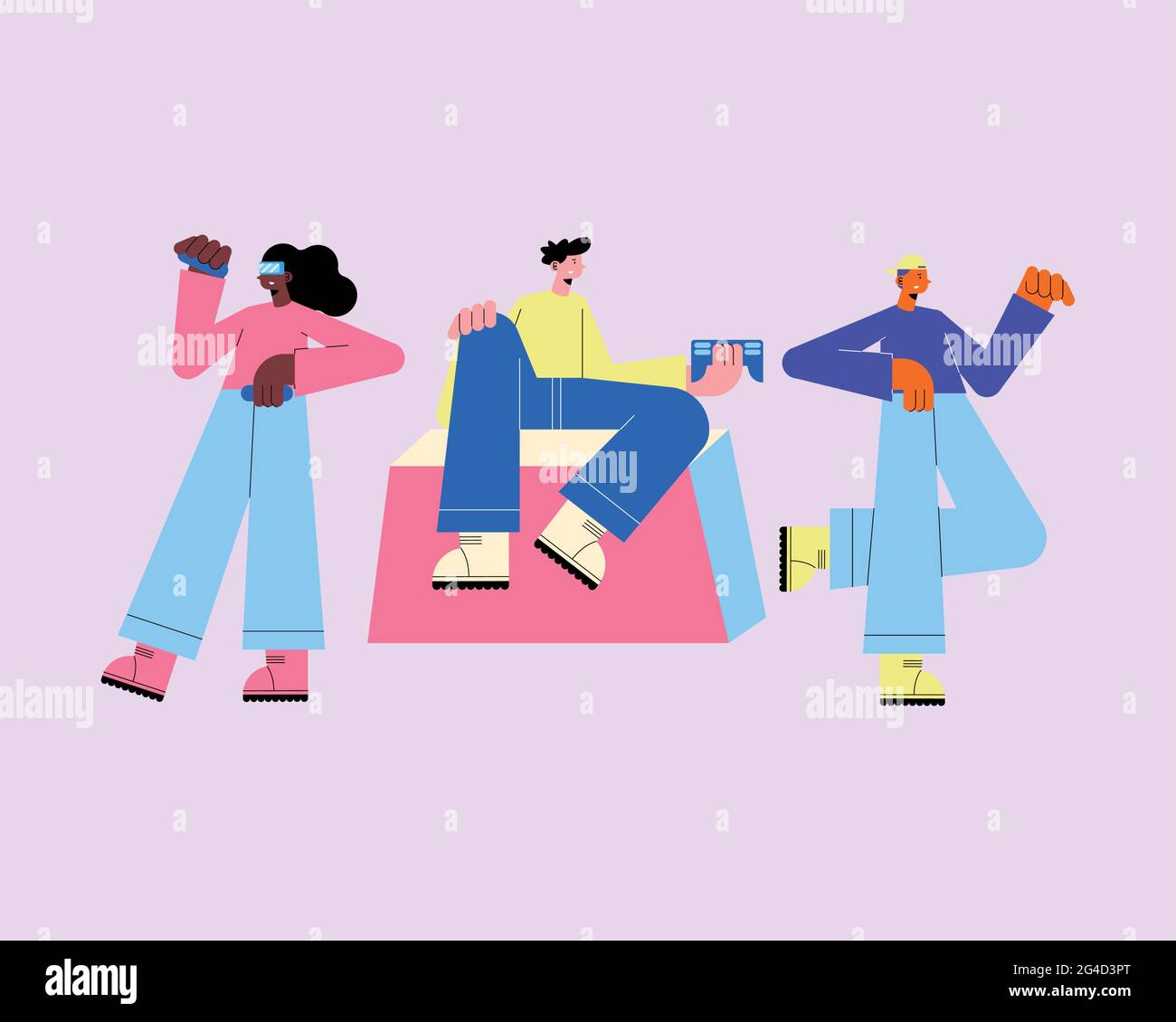 three young gamers playing characters Stock Vector Image & Art - Alamy