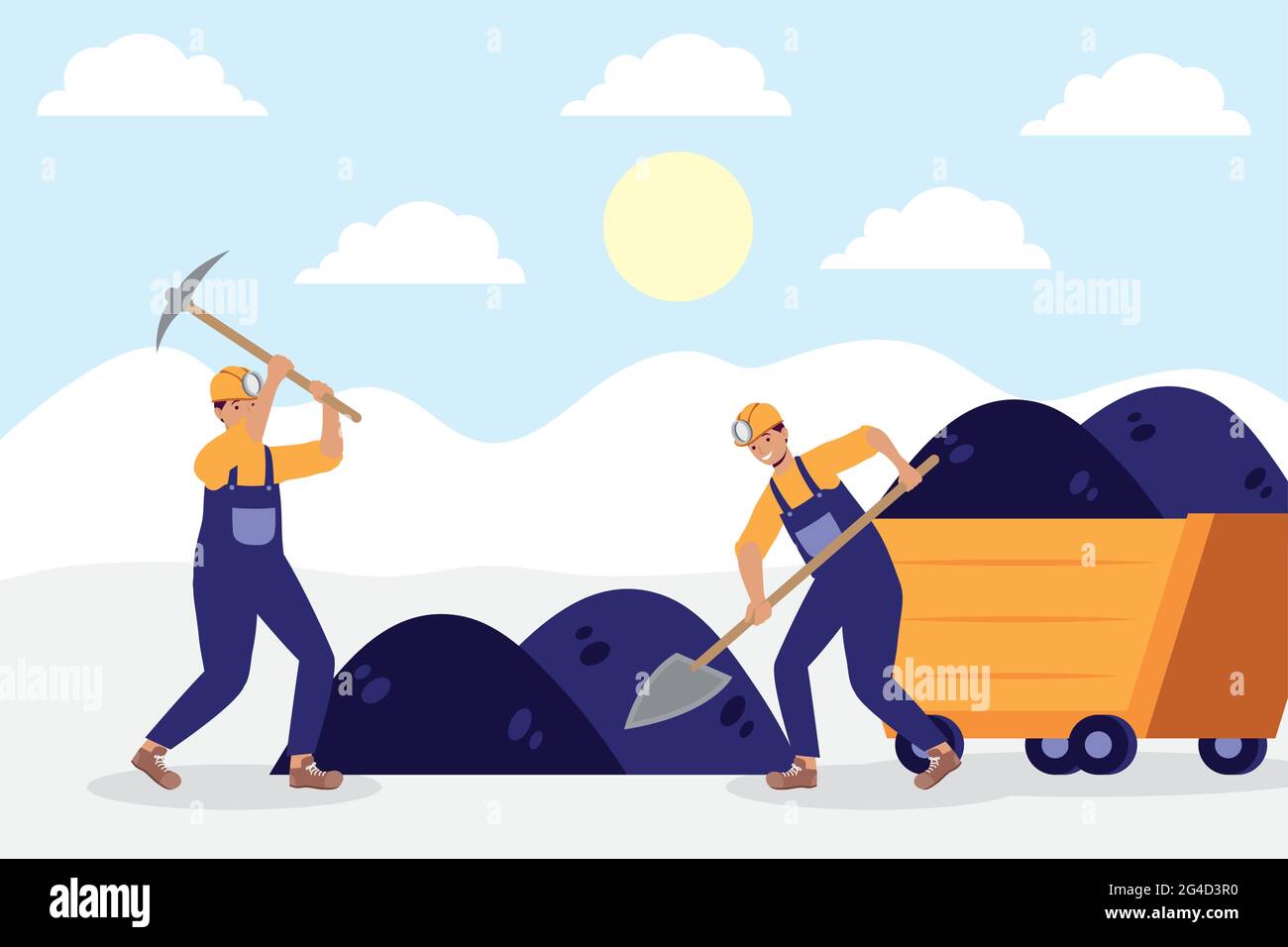 miners working in coal mine characters Stock Vector Image & Art - Alamy