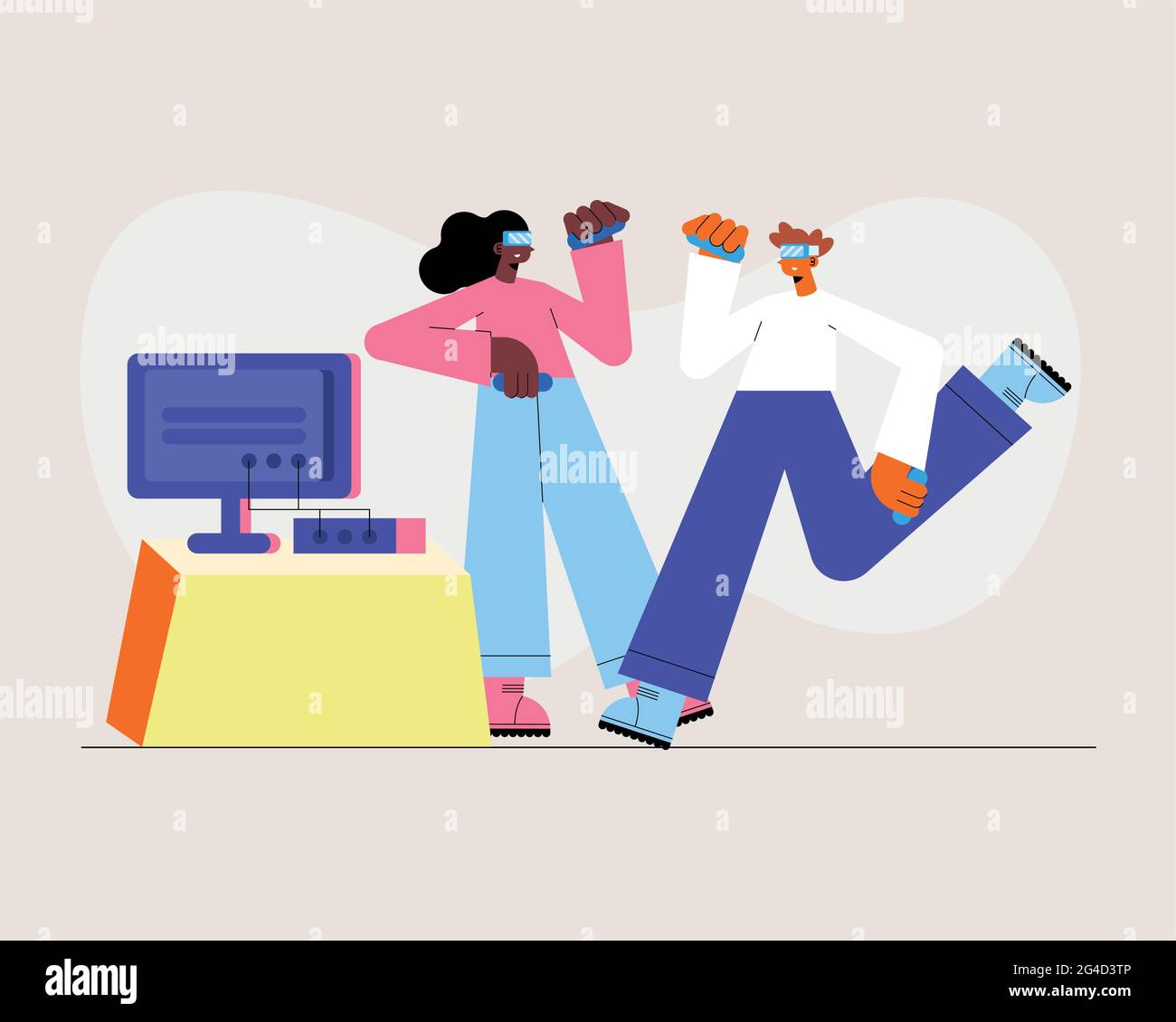 couple gamers playing comic characters Stock Vector Image & Art - Alamy
