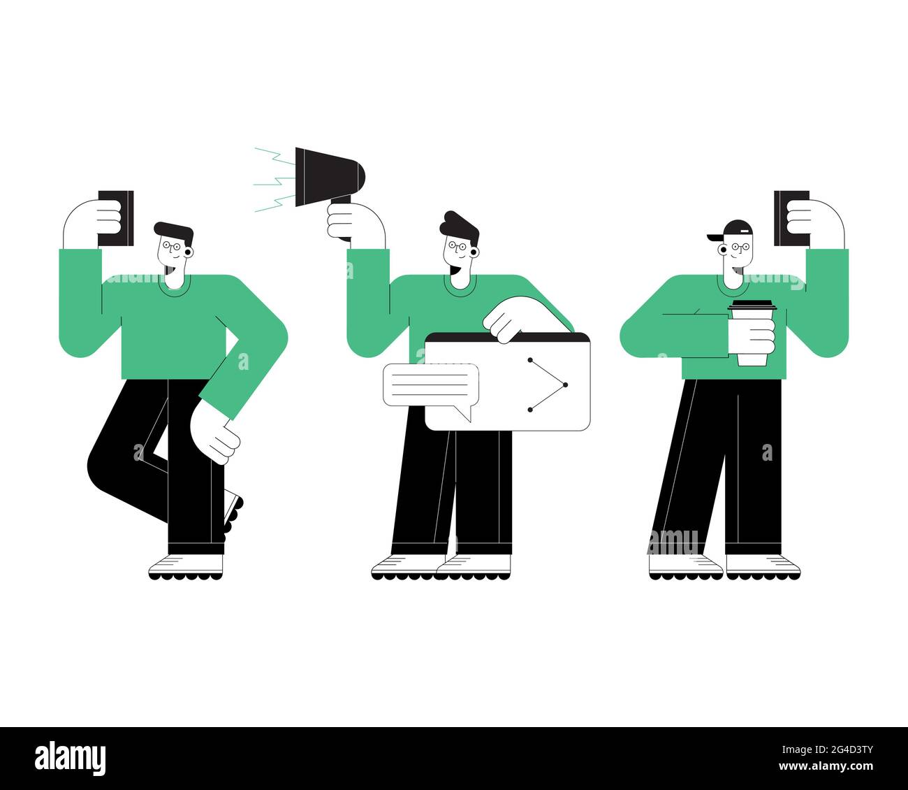 three men using technology characters Stock Vector Image & Art - Alamy