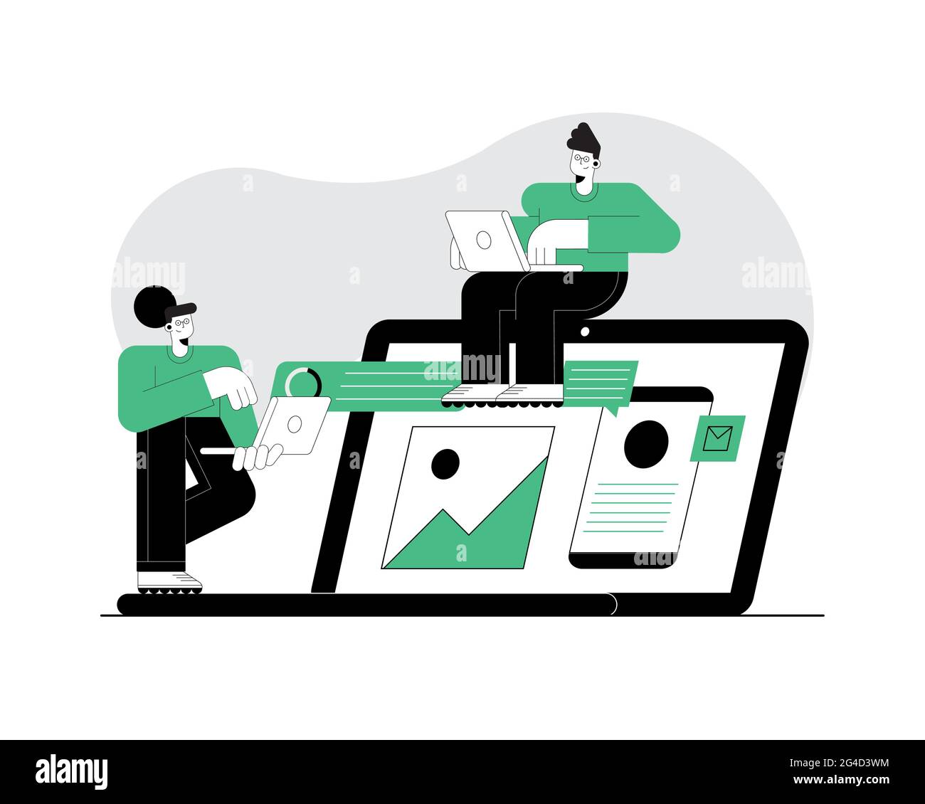 two persons using technology characters Stock Vector Image & Art - Alamy