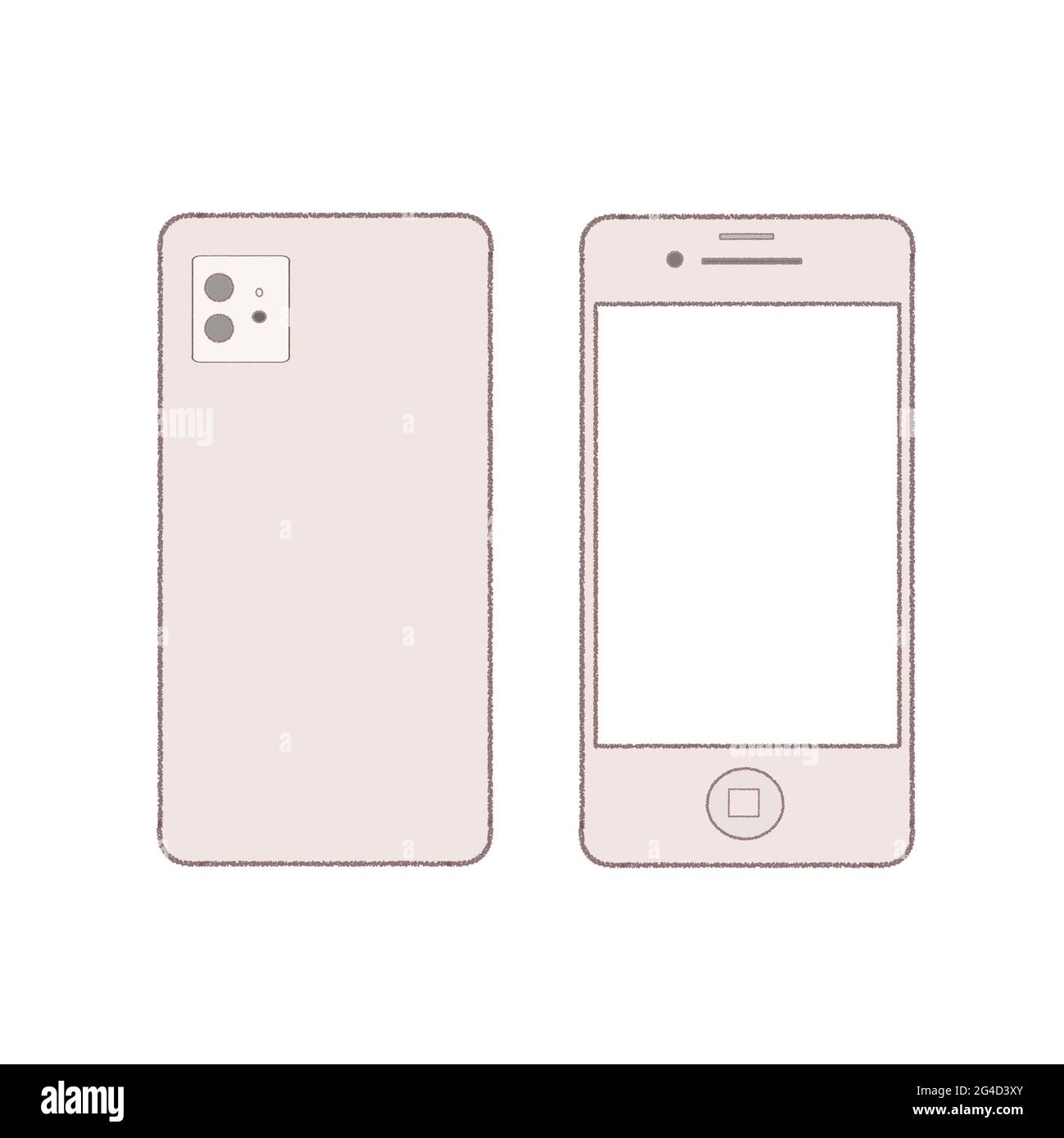 Adult cute smartphone. Cute and simple art style. On a white background ...